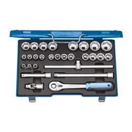 Gedore Steckschl&uuml;sselsatz, Set 28-teilig, 6-kant, 1/2 Zoll, 10-36mm, Werkzeug, N&uuml;sse Knarre, f&uuml;r KFZ, 19 VMU-10 (2682869)