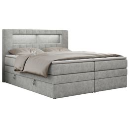 BOXSPRINGBETT GOLD-5 KING LED 200/200 Hellgrau Struktur - H3