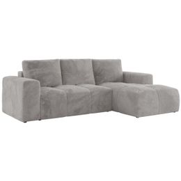 ECKSOFA MONIVA Hellgrau Pl&uuml;sch - Rechts