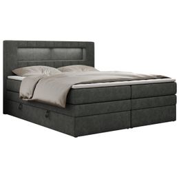 BOXSPRINGBETT GOLD-5 KING LED 200/200 Dunkelgrau Struktur - H3