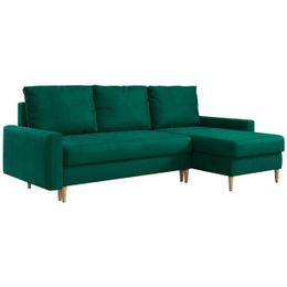 ECKSOFA Lang Velvet Dunkelgr&uuml;n