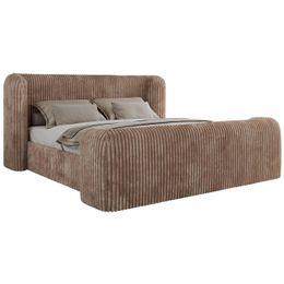 POLSTERBETT EMORA CLASSIC DUO 180/200 - Braun Cord - Schaum-Matratze