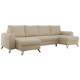 WOHNLANDSCHAFT AXEL U Boucle Beige