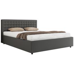 POLSTERBETT PAVO CLASSIC 180/200 - Grau Kunstleder - Schaum-Matratze