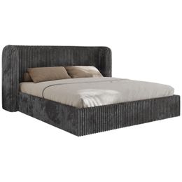 POLSTERBETT EMORA CLASSIC 140/200 - Grau Cord - Schaum-Matratze
