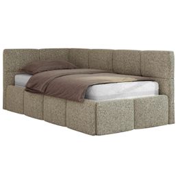JUGENDBETT ARVO 90/200 - Dunkelbeige Strukture - Pocket-Matratze - Links Seite