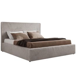 POLSTERBETT CORIVO CLASSIC 200/200 - Hellgrau Pl&uuml;sch - Schaum-Matratze