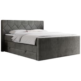 BOXSPRINGBETT KING EIGAR 200/200 Dunkelgrau Velvet - H4