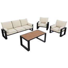 GARTENM&Ouml;BEL-SET ELBA: 1x Tisch, 1x Sofa, 2x Sessel - Beige