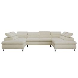 WOHNLANDSCHAFT PABLO U Schenille glatt Creme