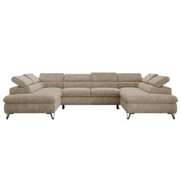 WOHNLANDSCHAFT PABLO U Schenille grob gewebt Beige