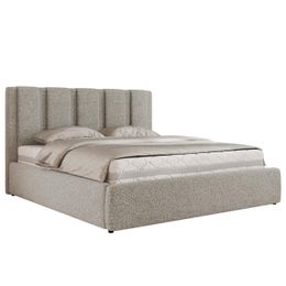 POLSTERBETT SAVINO CLASSIC 200/200 - Hellgrau Struktur - Schaum-Matratze