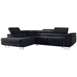 ECKSOFA GUSTAW L Dunkelgrau Velvet Links Seite