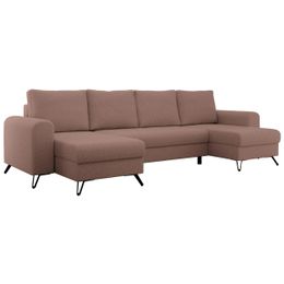 WOHNLANDSCHAFT AXEL U Boucle Rosa