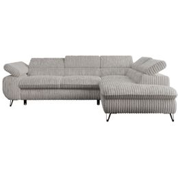 ECKSOFA PETER L Hellgrau Cord - Rechts Seite