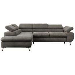 ECKSOFA PETER L Dunkelgrau Velvet - Links Seite