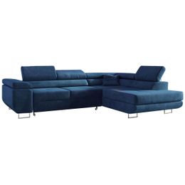 ECKSOFA GUSTAW L Dunkelblau Velvet Rechts Seite