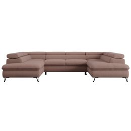WOHNLANDSCHAFT PEDRO U Boucle Rosa