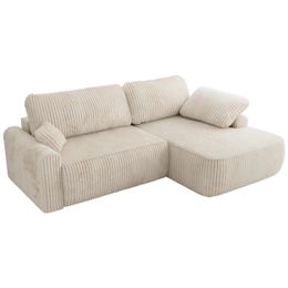 ECKSCHLAFSOFA CUBO L Creme Cord - rechts