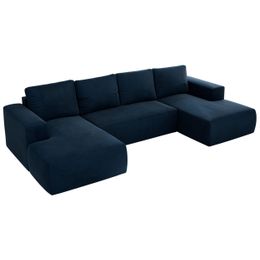 WOHNLANDSCHAFT TRENTINO U Dunkelblau Velvet