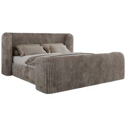 POLSTERBETT EMORA CLASSIC DUO 160/200 - Hellbraun Cord - Schaum-Matratze