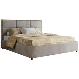 POLSTERBETT LERIO CLASSIC 200/200 - Hellgrau Velvet - Schaum-Matratze