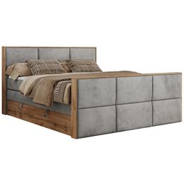 BOXSPRINGBETT ALBERO 2 KING DUO 140/200 Hellgrau Velvet - H4