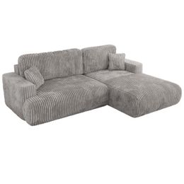 ECKSOFA OVO L Hellgrau Cord - Rechts Seite