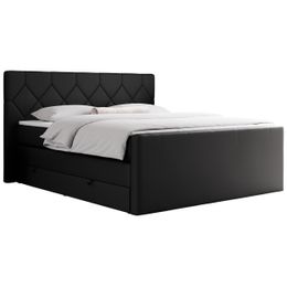 BOXSPRINGBETT KING EIGAR 180/200 Schwarz Kunstleder - H3