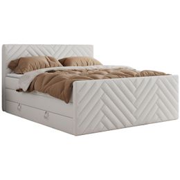 BOXSPRINGBETT PARIS KING DUO - 180/200 - Wei&szlig; Kunstleder - H4