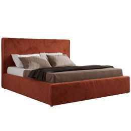 POLSTERBETT CORIVO CLASSIC 160/200 - Orange Pl&uuml;sch - Schaum-Matratze
