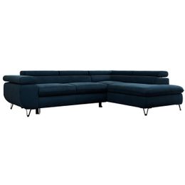 ECKSOFA PEDRO L Dunkelblau Velvet - Rechts Seite