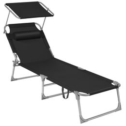 Sonnenliege Gro&szlig;er Liegesessel Schwarz ca. 53x29,5x193cm