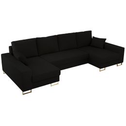 WOHNLANDSCHAFT DORIAN U Boucl&eacute; Schwarz