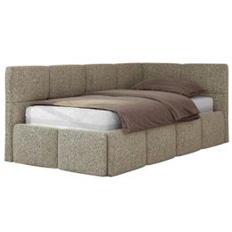 JUGENDBETT ARVO 90/200 - Dunkelbeige Strukture - Foam-Matratze - Rechts Seite