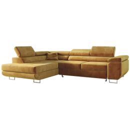 ECKSOFA GUSTAW L Gelb Velvet Links Seite