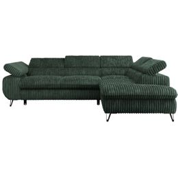ECKSOFA PETER L Gr&uuml;n Cord - Rechts Seite