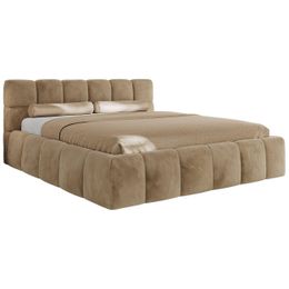 POLSTERBETT NIRA CLASSIC 140/200 - Beige Pl&uuml;sch - Schaum-Matratze