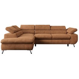 ECKSOFA PETER L Orange Struktur - Links Seite