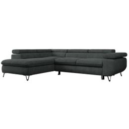 ECKSOFA PEDRO L Dunkelgrau Struktur - Links Seite