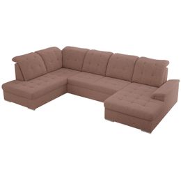 WOHNLANDSCHAFT MADRITO U - Rosa Boucle - Links