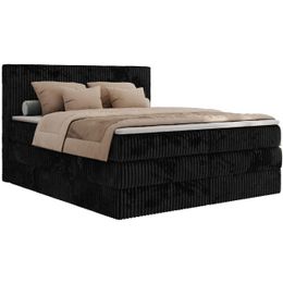 BOXSPRINGBETT TILIANO KING - 160/200 - Schwarz Cord - H4