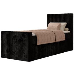 BOXBETT TILIANO DUO 90/200 - Schwarz Cord - H3 - Topper Visco - Rechts Seite