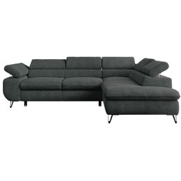 ECKSOFA PETER L Dunkelgrau Struktur - Rechts Seite