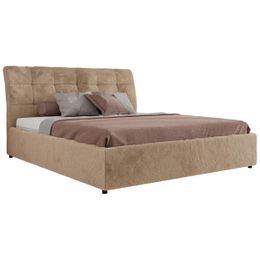 POLSTERBETT GALA CLASSIC 140/200 - Beige Pl&uuml;sch - Pocket-Matratze