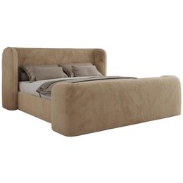 POLSTERBETT EMORA CLASSIC DUO 160/200 - Beige Pl&uuml;sch - Pocket-Matratze