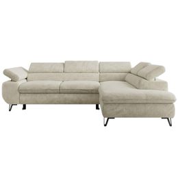 ECKSOFA PABLO L Creme Schenille grob gewebt - Rechts Seite