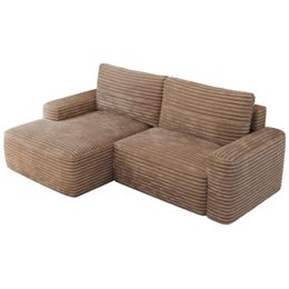 ECKSOFA BELLUNO L Braun Cord - Links