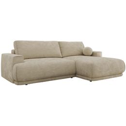 ECKSCHLAFSOFA RINA L Beige Schenille glatt - rechts