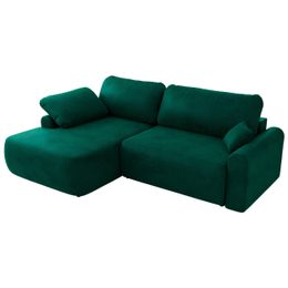 ECKSCHLAFSOFA CUBO L Dunkelgr&uuml;n Velvet - links